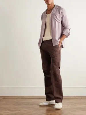 Paul Smith Straight-leg Cotton And Linen-blend Trousers - Brown