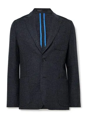 Paul Smith Houndstooth Wool, Cotton And Cashmere-blend Suit Jacket - Blue