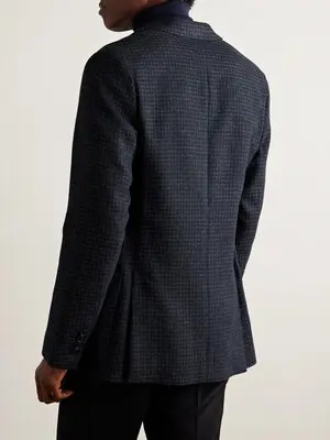 Paul Smith Houndstooth Wool, Cotton And Cashmere-blend Suit Jacket - Blue