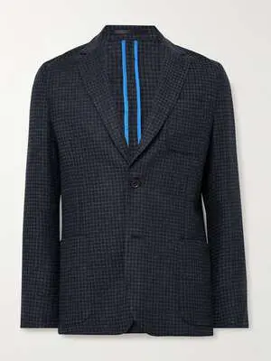 Paul Smith Houndstooth Wool, Cotton And Cashmere-Blend Suit Jacket Navy