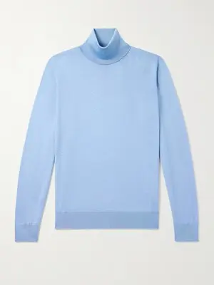Zegna Cashmere And Silk-blend Rollneck Sweater - Blue