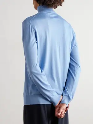 Zegna Cashmere And Silk-blend Rollneck Sweater - Blue