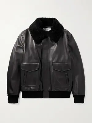 Gabriela Hearst Grant Shearling-trimmed Leather Aviator Jacket