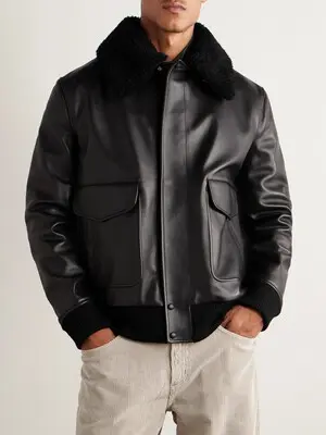 Gabriela Hearst Grant Shearling-trimmed Leather Aviator Jacket