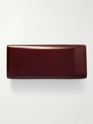 Saint Laurent Kate Patent-leather Clutch - Burgundy