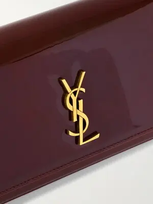 Saint Laurent Kate Patent-leather Clutch - Burgundy