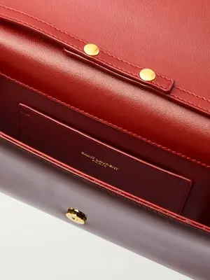 Saint Laurent Kate Patent-leather Clutch - Burgundy