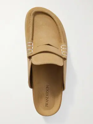 JW Anderson Stitch Suede Mules - Brown