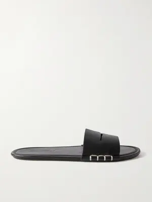 JW Anderson Loafer Leather Slides - Black