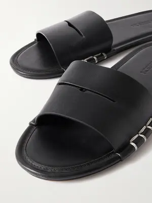 JW Anderson Loafer Leather Slides - Black