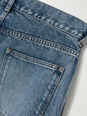 JW Anderson Twisted Asymmetric Embroidered High-rise Jeans - Blue