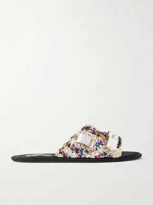 JW Anderson Embellished Grosgrain Slides - Multi