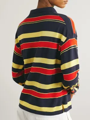 JW Anderson Embroidered Striped Cotton And Wool-blend Polo Shirt - Multi