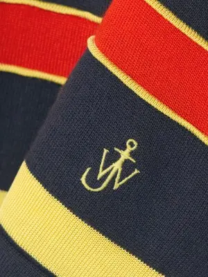 JW Anderson Embroidered Striped Cotton And Wool-blend Polo Shirt - Multi