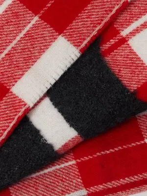 JW Anderson Fringed Appliquéd Checked Wool-blend Scarf - Red