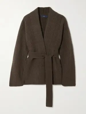 Arch4 Sasha Belted Ribbed Cashmere Cardigan