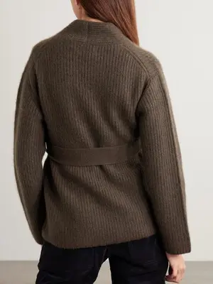 Arch4 Sasha Belted Ribbed Cashmere Cardigan