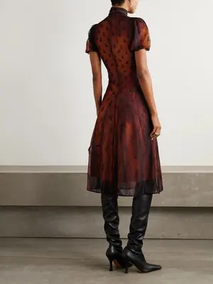 Acne Studios Bow-detailed Printed Chiffon Midi Dress