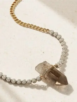 Jia Jia Quartz And Diamond Chain Necklace - Gold