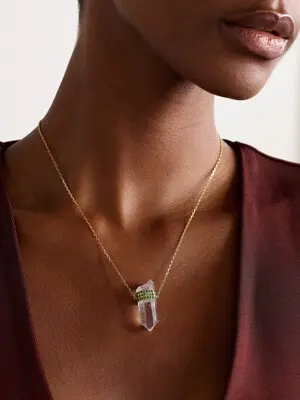 Jia Jia Quartz And Emerald Chain Necklace