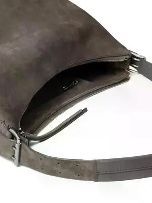 LEMAIRE Belted Shoulder Bag In Suede Leather - Grey