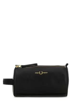 Fred Perry Leather Beauty Case - Black