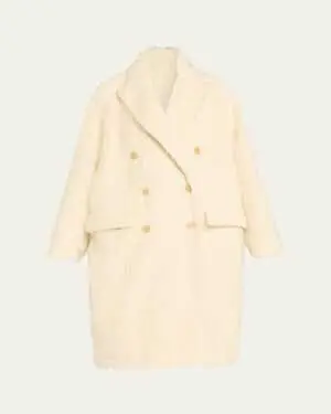 Brunello Cucinelli Alpaca-Blend Double-Breasted Overcoat - Ivory