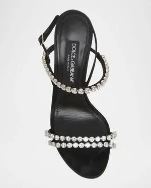Dolce & Gabbana Formale Embellished Satin Sandals - Black
