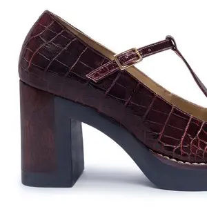 Bernardo Noto Platform Mary Jane Pump - Chocolate Wine