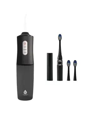 PURSONIC Water Flosser & Portable Sonic Toothbrush Oral Care Bundle Complete On-the-go Dental Hygiene Kit - Black