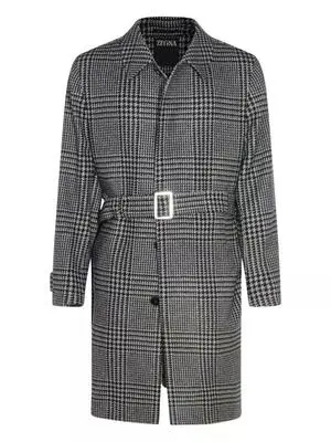 Zegna Belted Houndstooth Overcoat