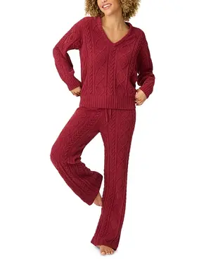 PJ Salvage Pj Savage Cozy Chenille Cable-knit Pajama Set - Port