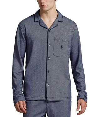 Polo Ralph Lauren Jacquard Knit Herringbone Pajama Shirt - Cruise Navy