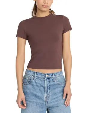 Good American Cropped Baby Tee - Bitter Cocoa