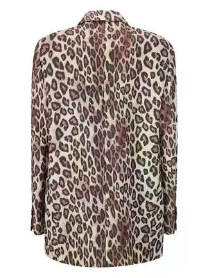 Alberto Biani Leopard Print Blazer With Notched Lapels