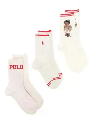 Polo Ralph Lauren Polo Bear-intarsia Crew Socks - Neutrals