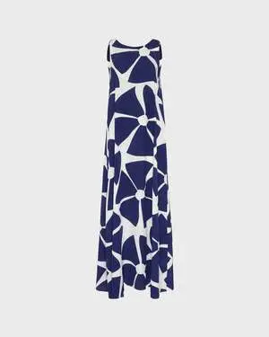 Vilebrequin Long Floral Print Silk Dress - Blue