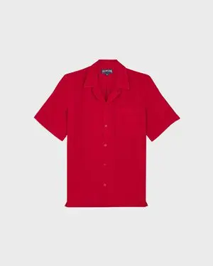 Vilebrequin Bowling Linen Shirt Solid Shirt Charli - Red