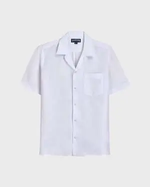 Vilebrequin Bowling Linen Shirt Solid Shirt Charli - White