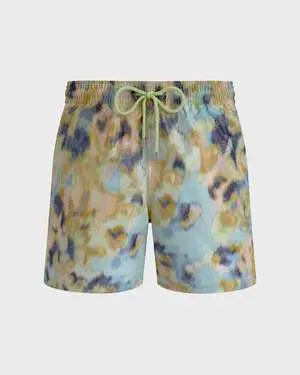 Vilebrequin Silk Swim Trunks Blurred Nymphea - Green