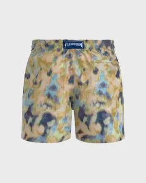 Vilebrequin Silk Swim Trunks Blurred Nymphea - Green
