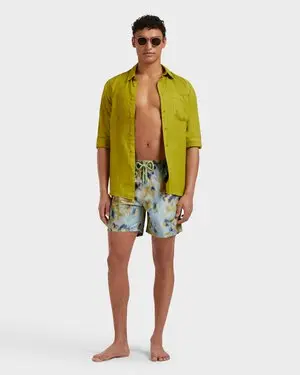 Vilebrequin Silk Swim Trunks Blurred Nymphea - Green