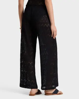 Vilebrequin Wide Leg Crocheted Mesh Pants - Black