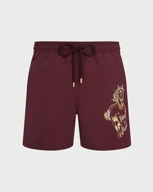 Vilebrequin Embroidered Year Of The Horse Swim Shorts - Red
