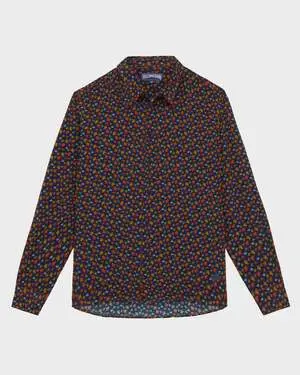 Vilebrequin Cotton Voile Micro Ronde Des Tortues Shirt Caracal - Orange