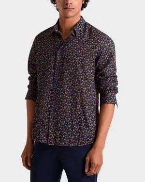 Vilebrequin Cotton Voile Micro Ronde Des Tortues Shirt Caracal - Orange