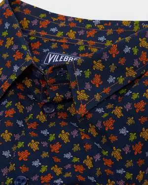 Vilebrequin Cotton Voile Micro Ronde Des Tortues Shirt Caracal - Orange