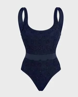 Vilebrequin Embroidered Floral One-piece Swimsuit - Blue