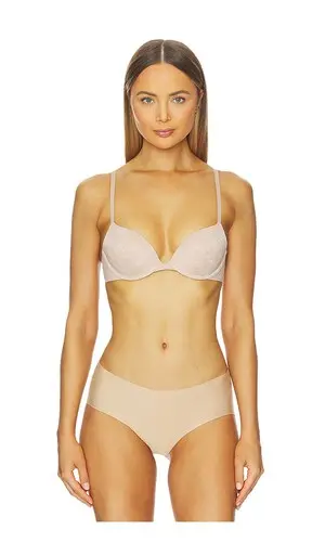 Calvin Klein Push Up Plunge Bra In Beige - Cedar