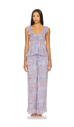 Free People X Intimately Tangled Lights Printed Set In In Blue - Cornflower Combo